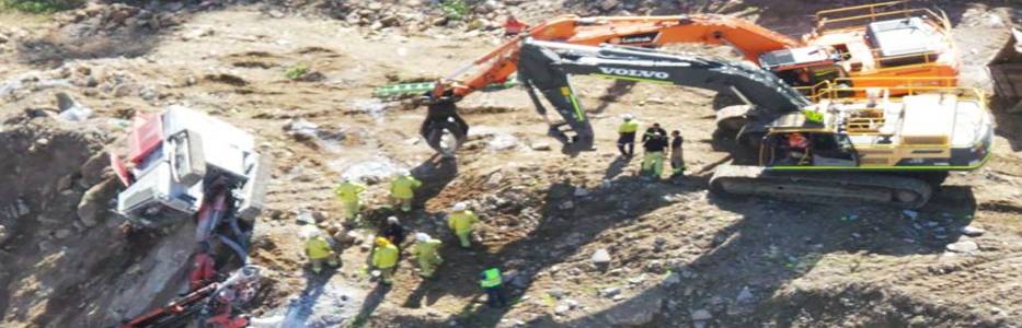 Worker rescued from excavator that rolled off quarry cliff | OHS Daily News
